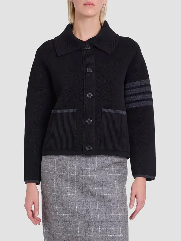 Thom Browne 4-bar Stripe Cotton Pique Hybrid Polo Jacket