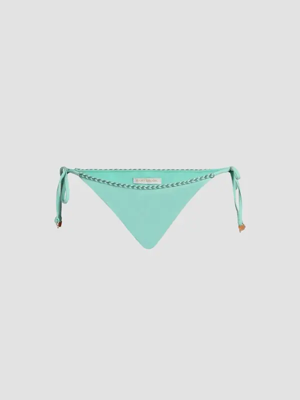 Ramy Brook Benni Braided Side-tie Bikini Bottom - Seaglass