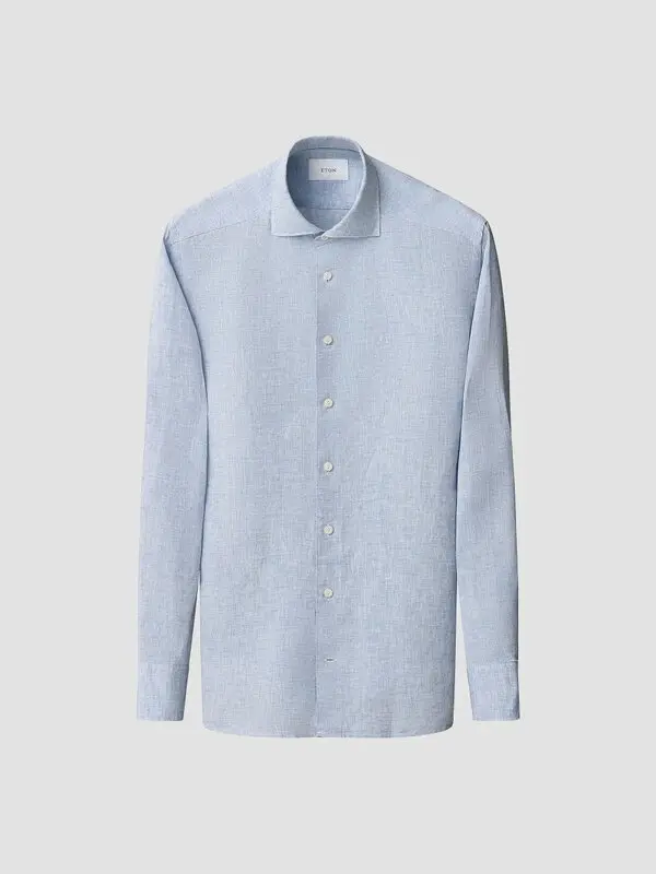 Eton Slim-fit Solid Linen Shirt - Blue