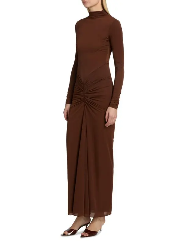 Ronny Kobo Scorpio Ruched Column Maxi Dress - Brown