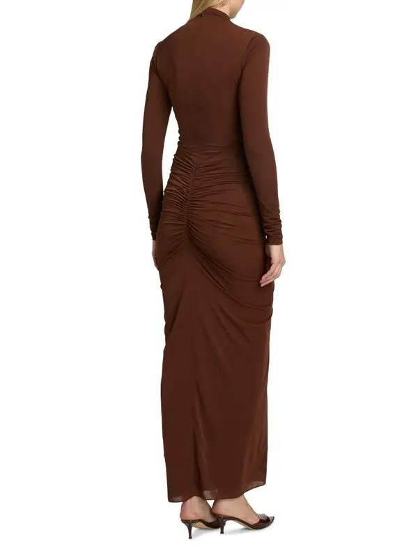 Ronny Kobo Scorpio Ruched Column Maxi Dress - Brown