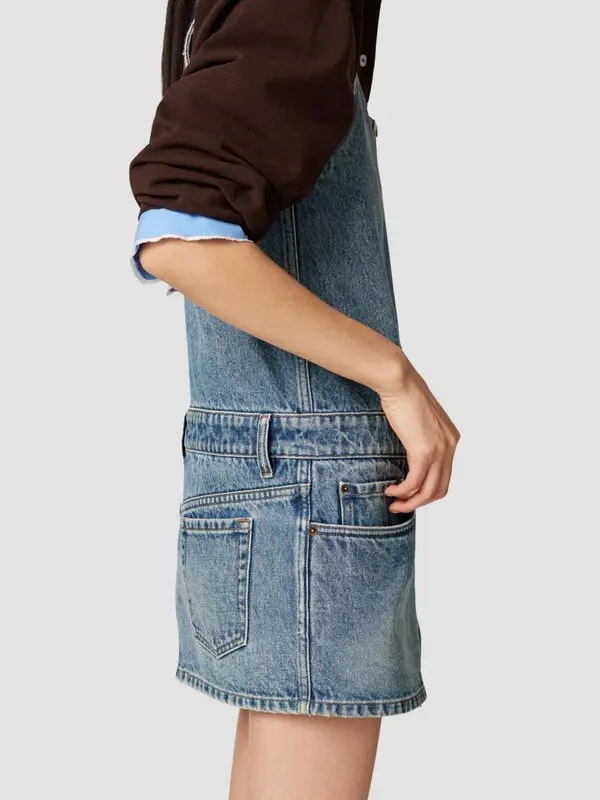 Miu Miu Denim And Poplin Zipper Dress