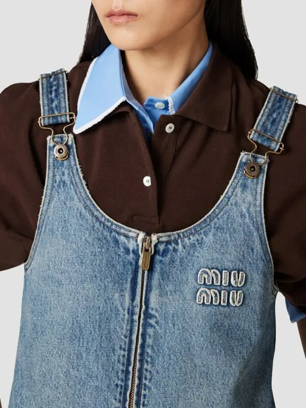 Miu Miu Denim And Poplin Zipper Dress