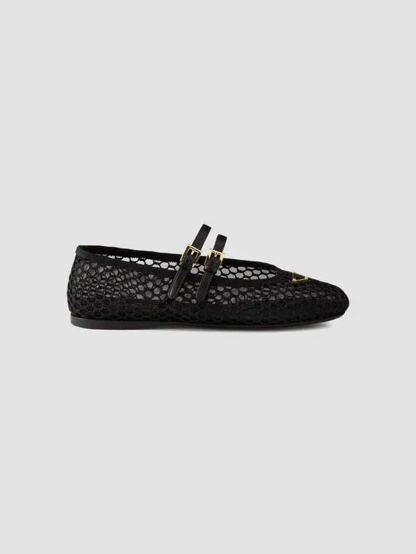 Prada Mesh Fabric Ballerinas - Black
