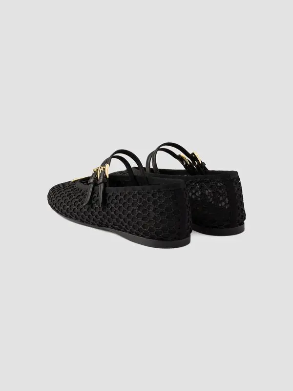 Prada Mesh Fabric Ballerinas - Black