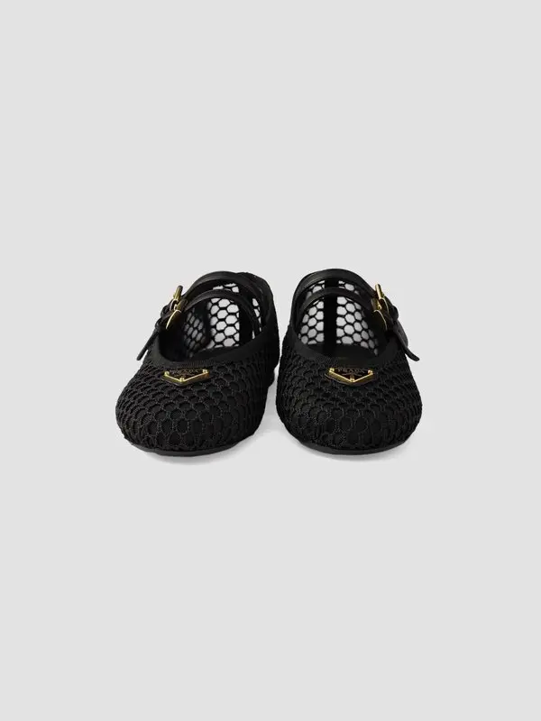 Prada Mesh Fabric Ballerinas - Black