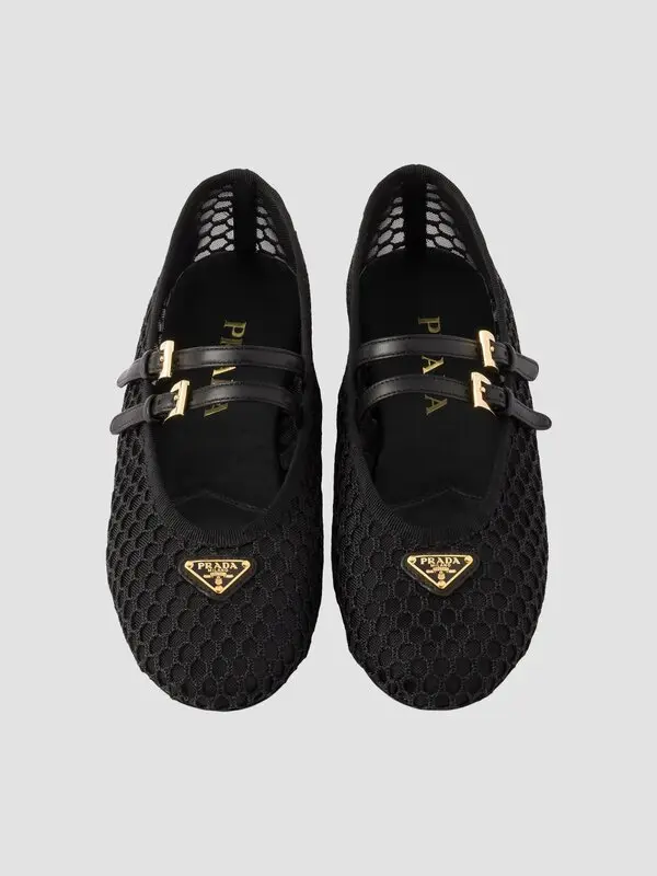 Prada Mesh Fabric Ballerinas - Black