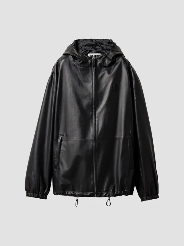 Miu Miu Nappa Leather Hoodie Jacket