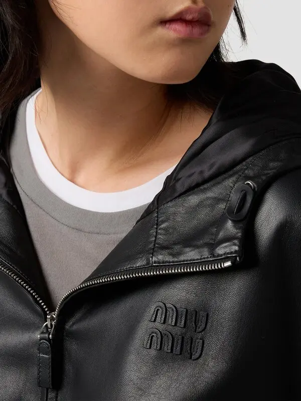 Miu Miu Nappa Leather Hoodie Jacket