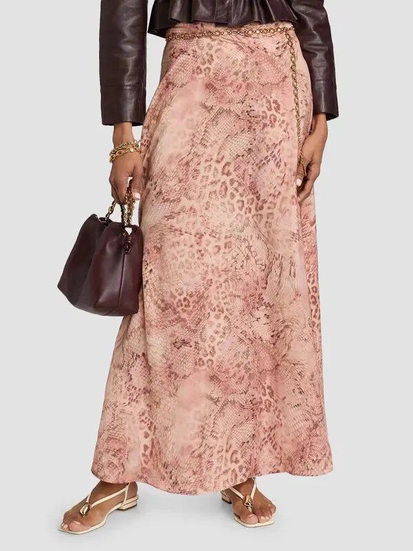 Ba&sh Ciria Snakeskin-print Maxi Skirt