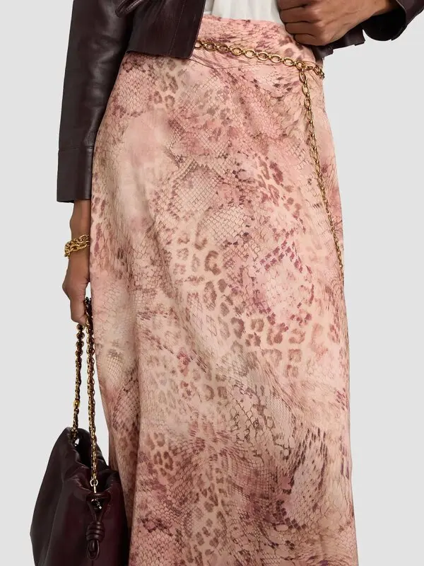 Ba&sh Ciria Snakeskin-print Maxi Skirt