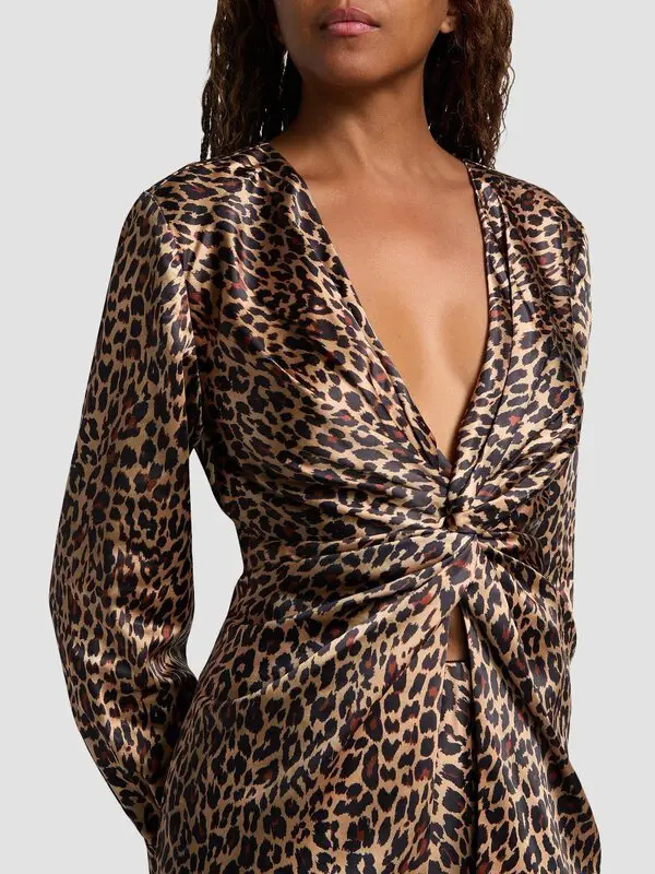 TOCCIN Lauren -print Satin Twist-front Blouse