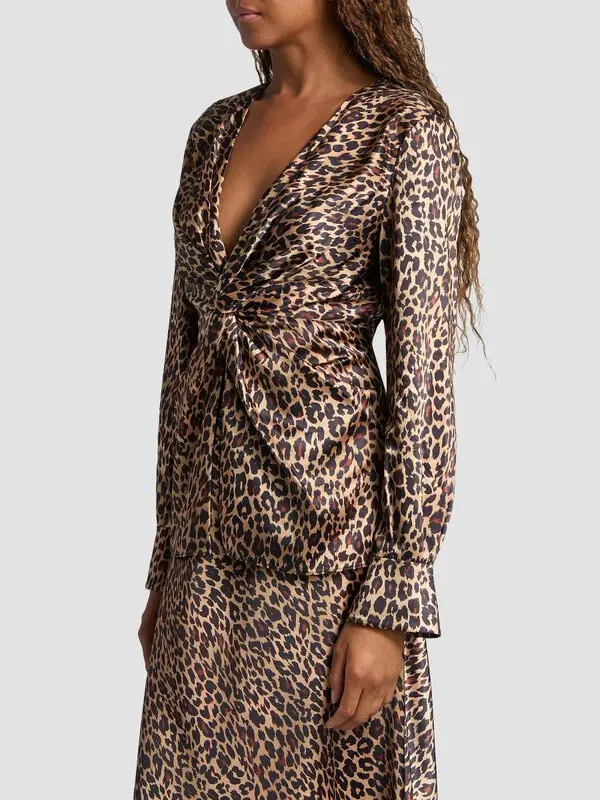 TOCCIN Lauren -print Satin Twist-front Blouse