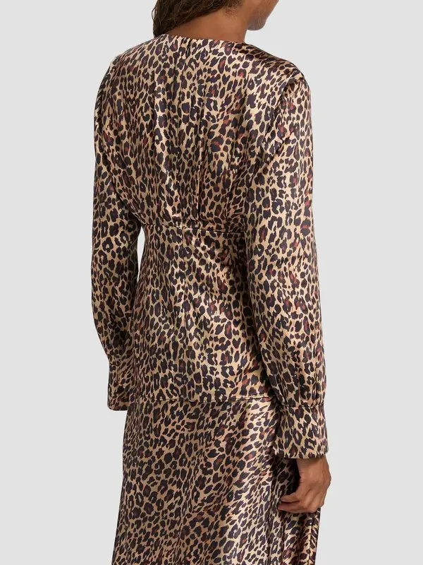 TOCCIN Lauren -print Satin Twist-front Blouse