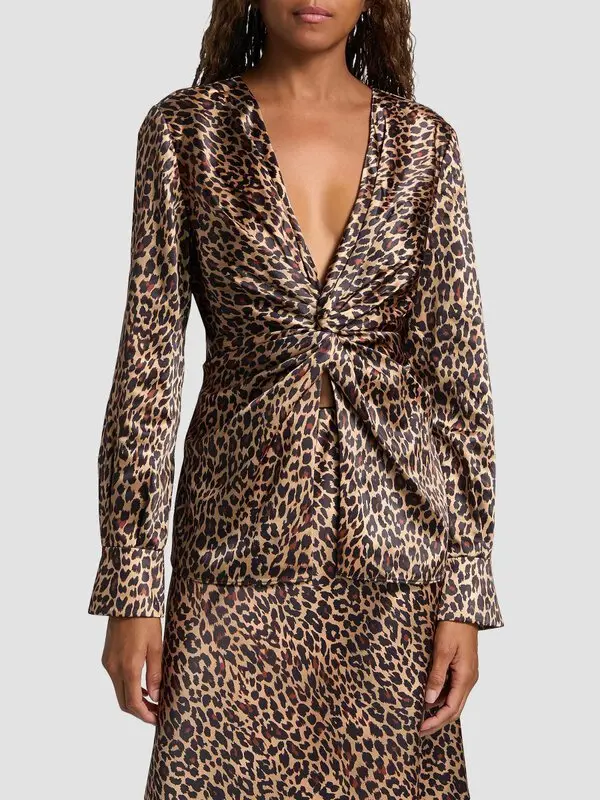 TOCCIN Lauren -print Satin Twist-front Blouse