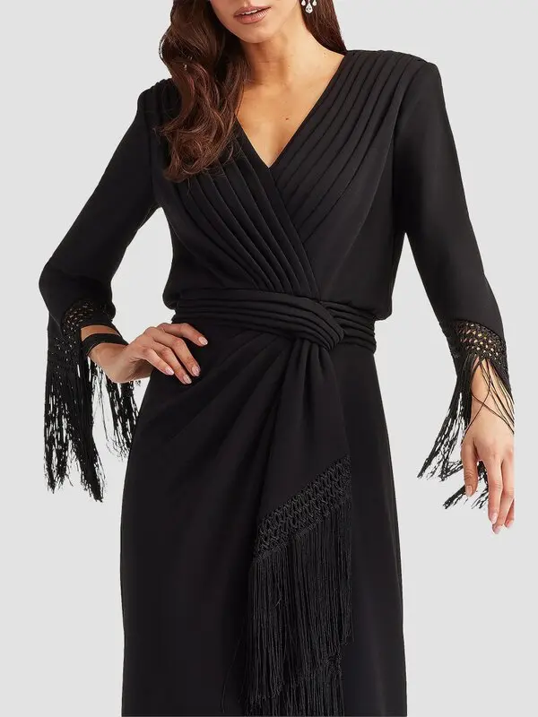 Tadashi Shoji Fringe-hem Cocktail Dress