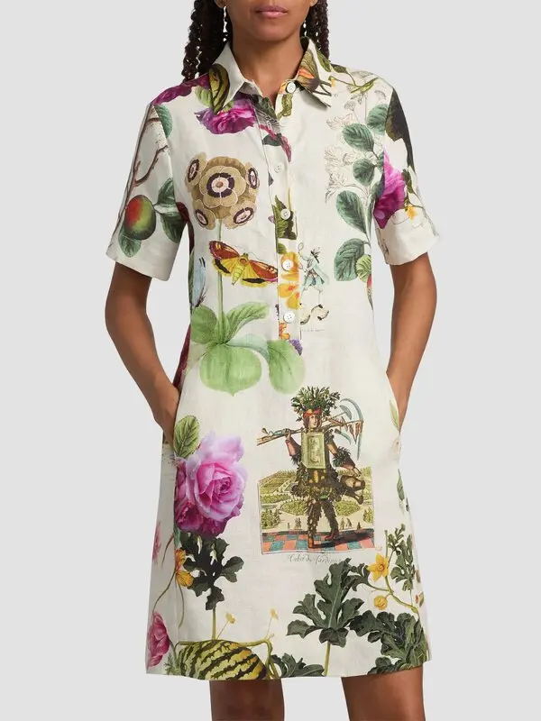 Libertine Hollyhock Floral Linen Preppy Minidress