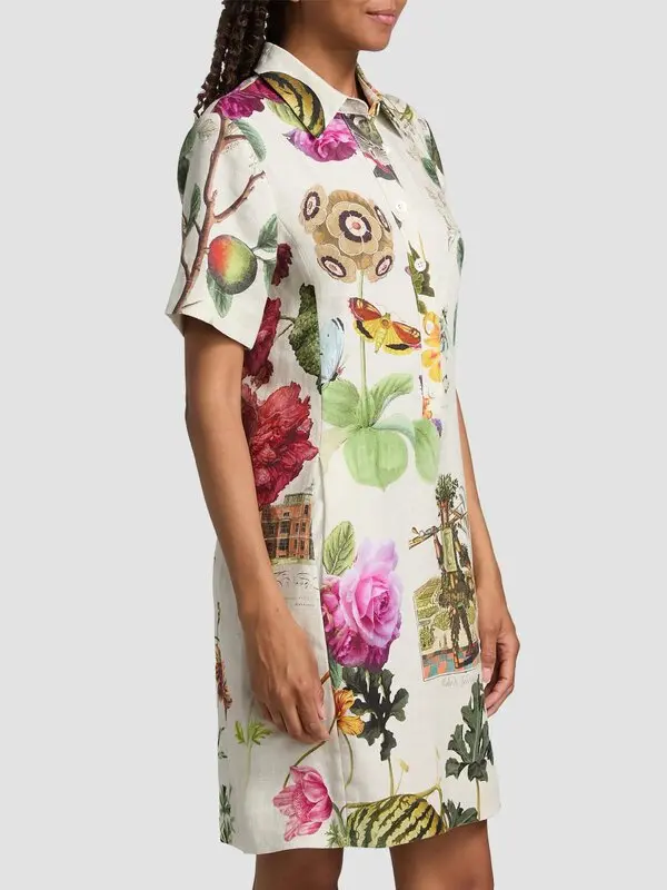 Libertine Hollyhock Floral Linen Preppy Minidress