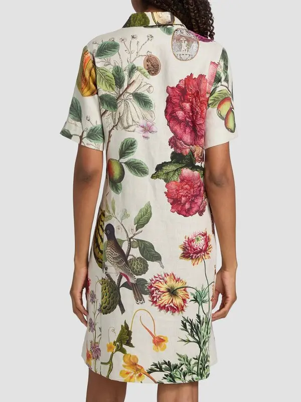Libertine Hollyhock Floral Linen Preppy Minidress