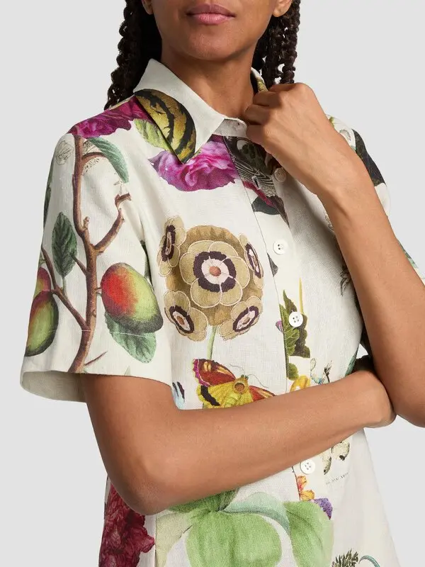 Libertine Hollyhock Floral Linen Preppy Minidress