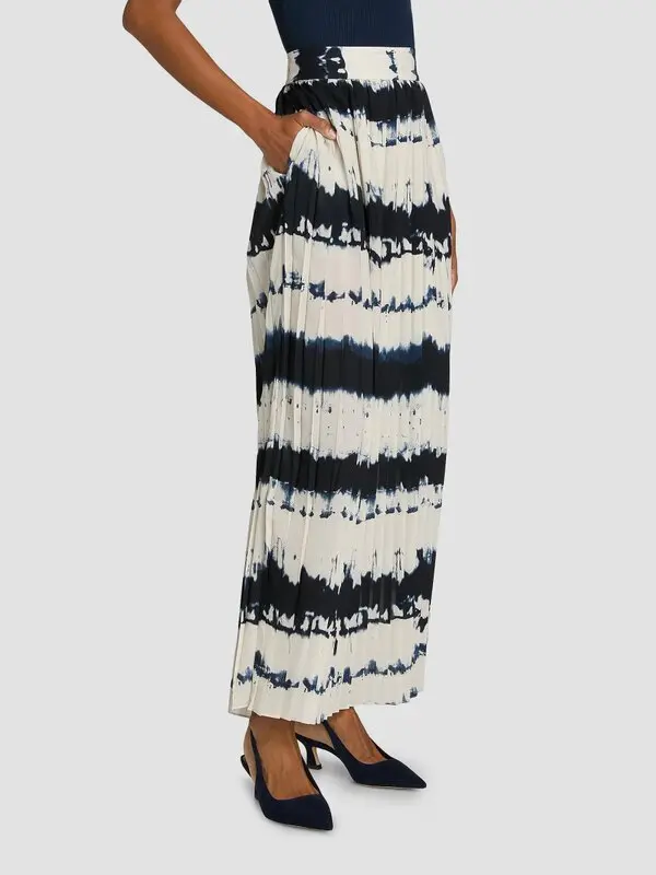 TOCCIN Dillon Pleated Tie-dye Midi-skirt