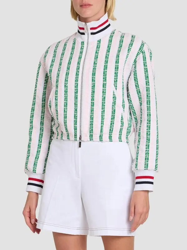 Thom Browne Striped Grosgrain Tweed Jacket