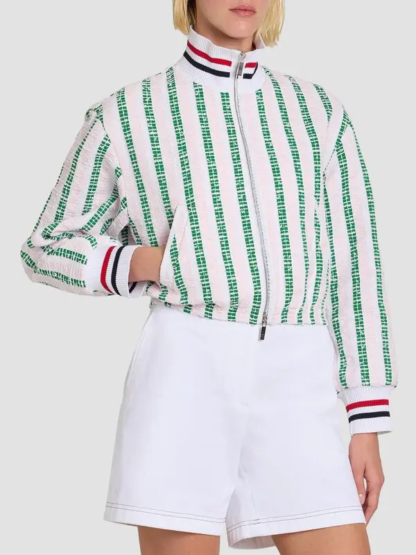 Thom Browne Striped Grosgrain Tweed Jacket
