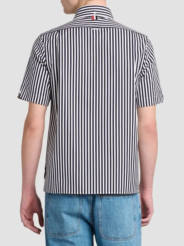 Thom Browne Sailboat-embroidered Uni Wide Striped Poplin Shirt