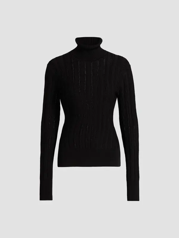 TOCCIN Nancy Pointelle Turtleneck Sweater - Jet