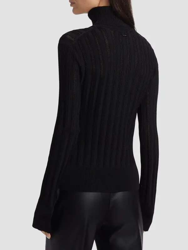 TOCCIN Nancy Pointelle Turtleneck Sweater