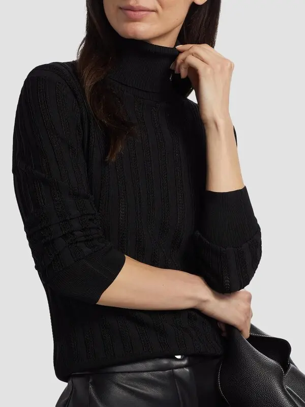 TOCCIN Nancy Pointelle Turtleneck Sweater