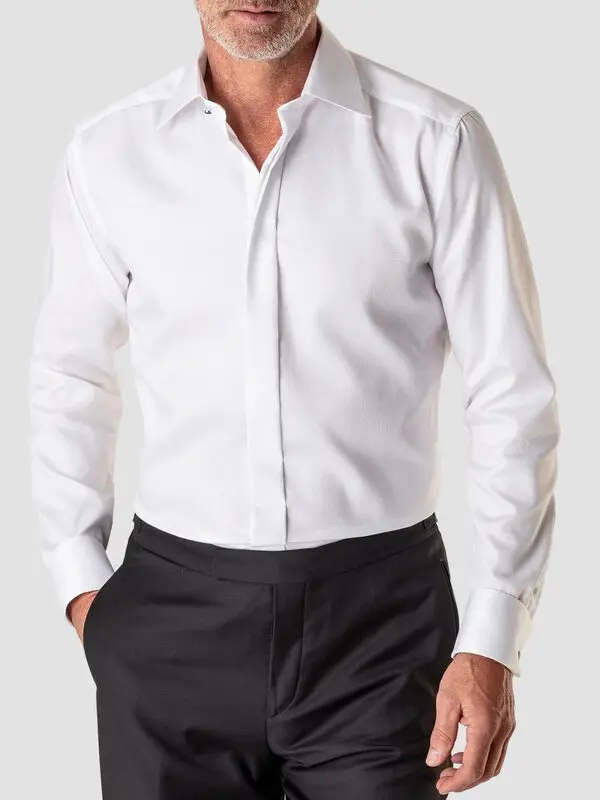 Eton Contemporary-fit Diamond-weave Formal Shirt