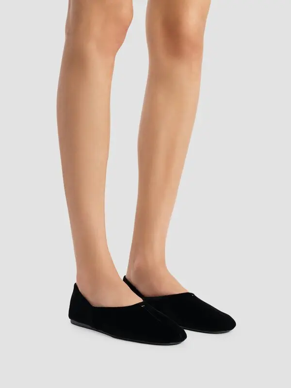 Khaite Jane Pebbled Suede Flats