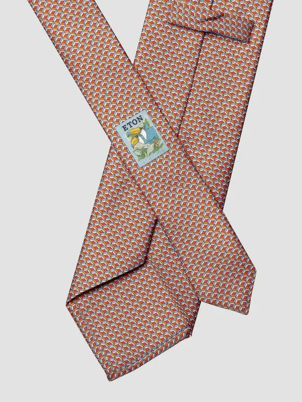 Eton Geometric Silk Tie - Orange