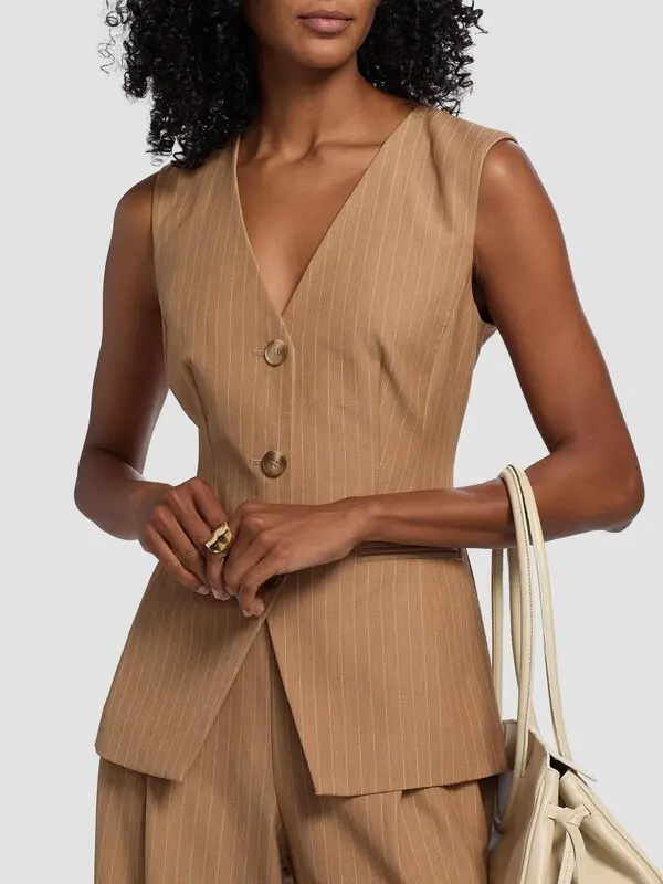 TOCCIN Tibbie Pinstriped Cutaway Vest
