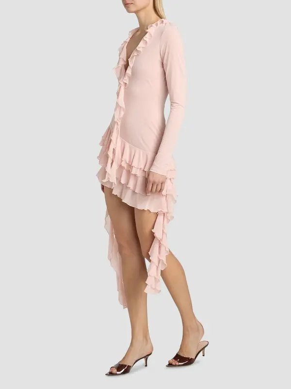 Ronny Kobo Lyla Ruffled Jersey Minidress
