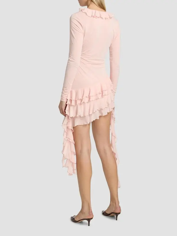 Ronny Kobo Lyla Ruffled Jersey Minidress