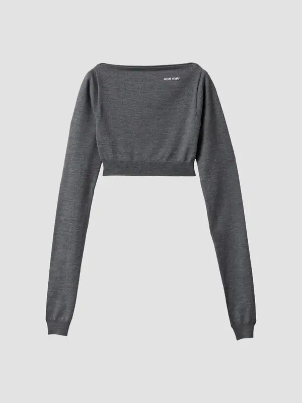 Miu Miu Wool Boatneck Sweater - Grey