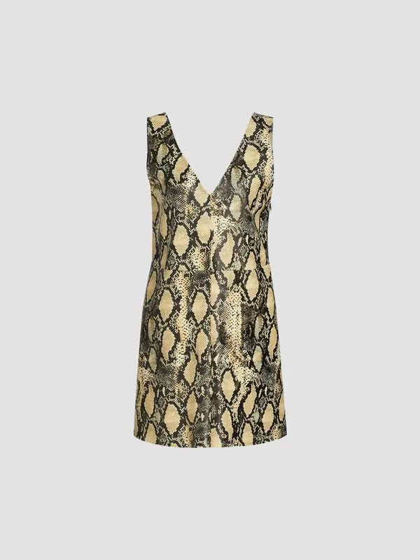 TOCCIN Malia Snakeskin Faux Leather Shift Dress