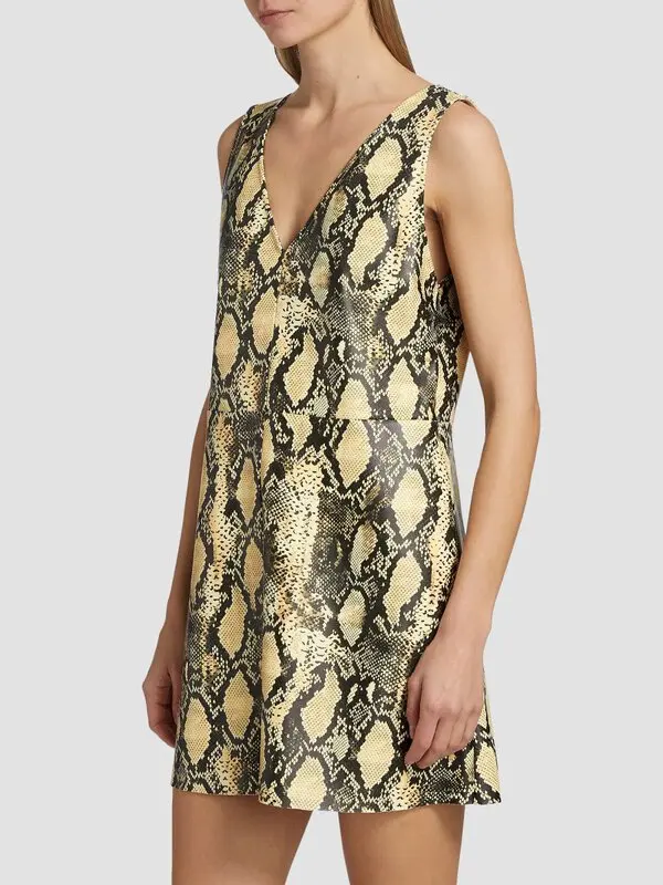 TOCCIN Malia Snakeskin Faux Leather Shift Dress