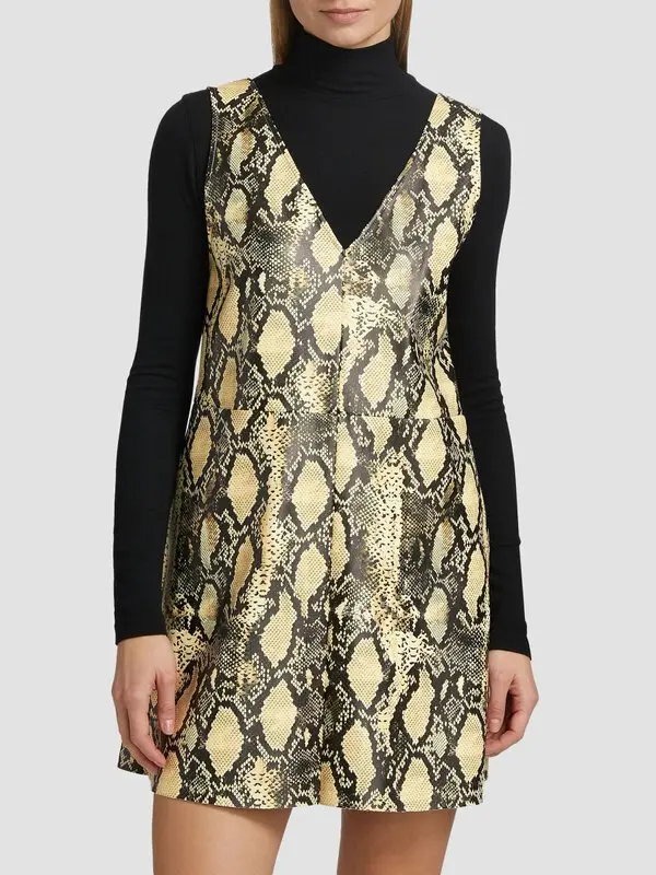 TOCCIN Malia Snakeskin Faux Leather Shift Dress