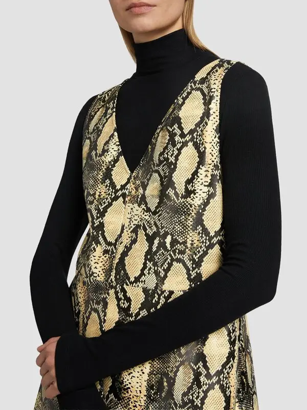 TOCCIN Malia Snakeskin Faux Leather Shift Dress