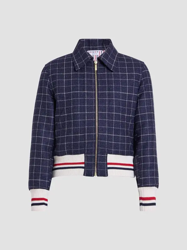 Thom Browne Wool Crop Flight Jacket - Navy