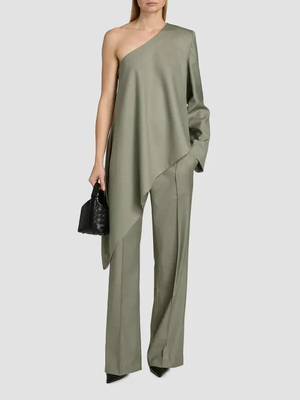 Ronny Kobo Cassidy Wool-blend Asymmetric One-shoulder Top