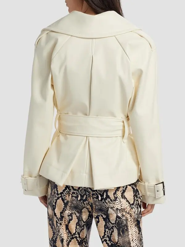 TOCCIN Faux Leather Belted Biker Jacket