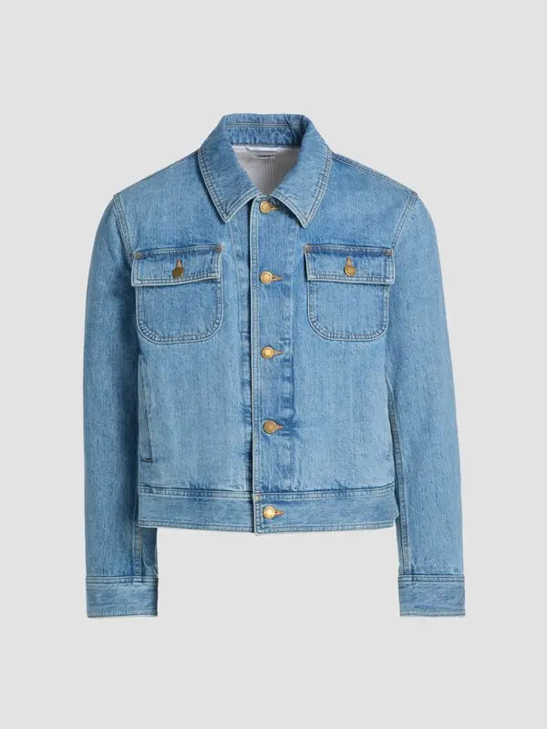 Thom Browne Selvedge Denim Backstrap Utility Jacket - Light Blue