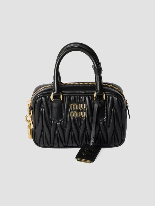 Miu Miu Arcadie Matelassé Nappa Leather Bag - Black