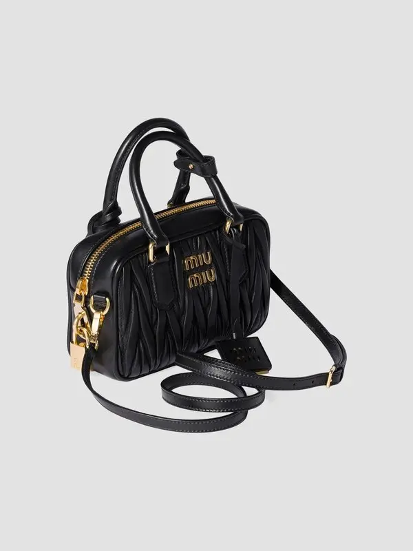 Miu Miu Arcadie Matelassé Nappa Leather Bag - Black
