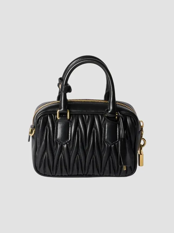 Miu Miu Arcadie Matelassé Nappa Leather Bag - Black