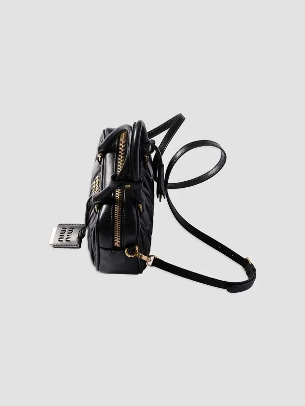 Miu Miu Arcadie Matelassé Nappa Leather Bag - Black